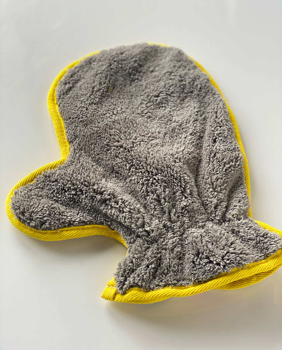 Gray + Yellow Microfiber Cleaning Mitt – brightboxlabs.com